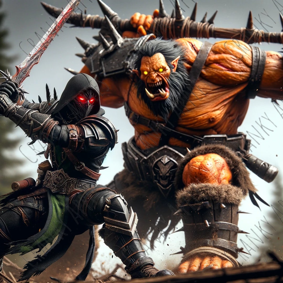 Shadow Knight Warrior Ogre Brute Digital Art Instant Download Fantasy ...