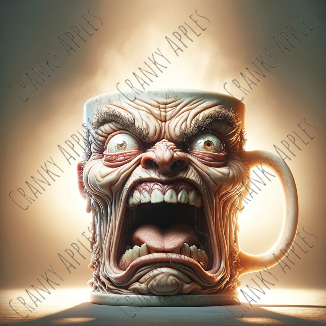 Ugly Morning Coffee Mug Screaming Digital Art Hilarious Art Printable ...