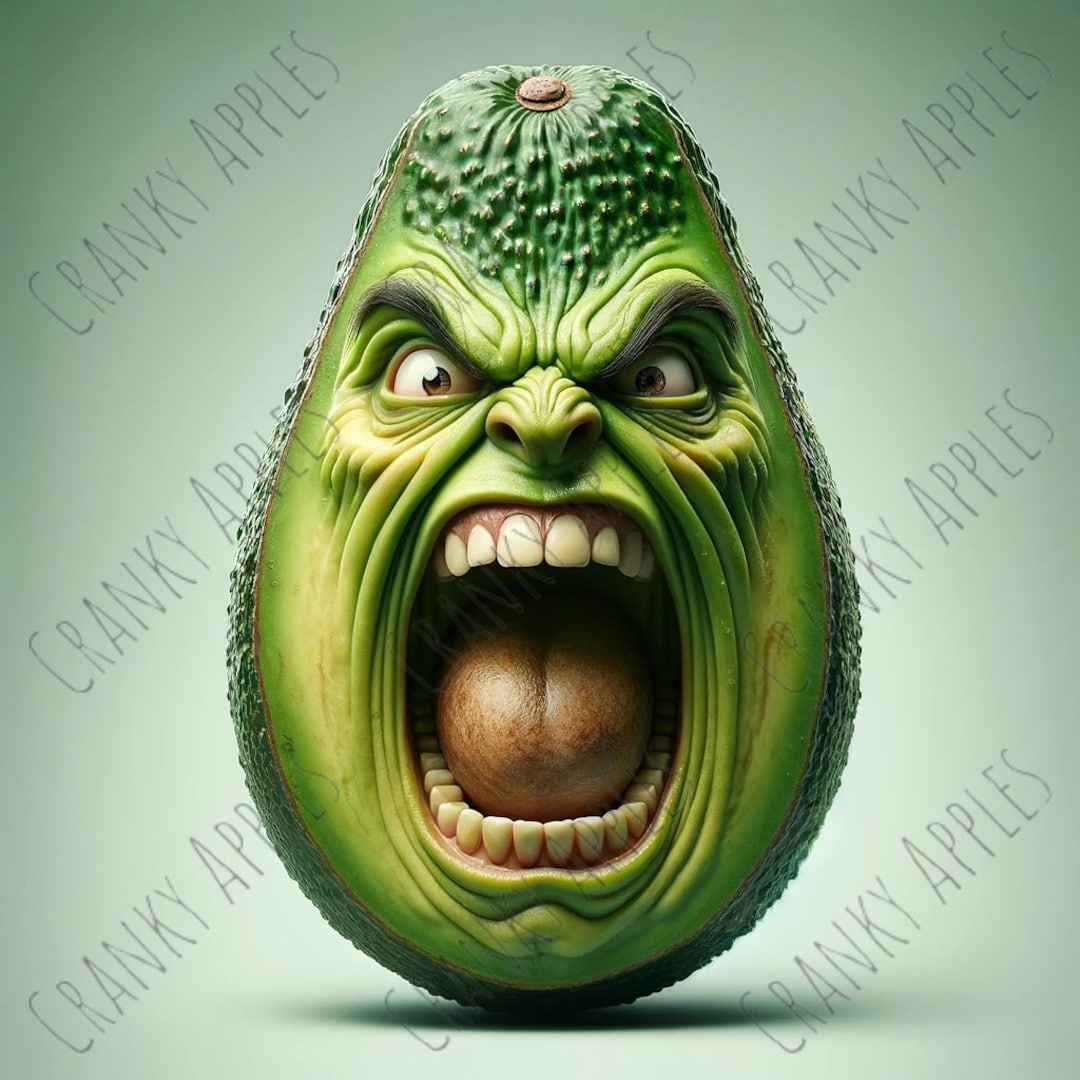 Funny Silly Screaming Avocado Digital Art Hilarious Ugly Veggies ...