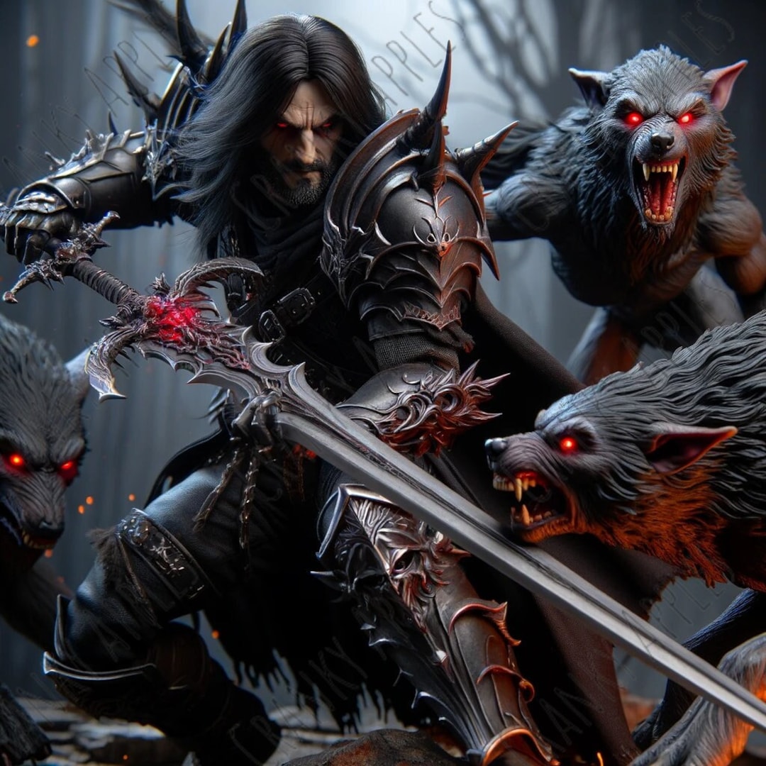 Dark Warrior Ranger Lycan Werewolf Pack Art Instant Download Fantasy ...