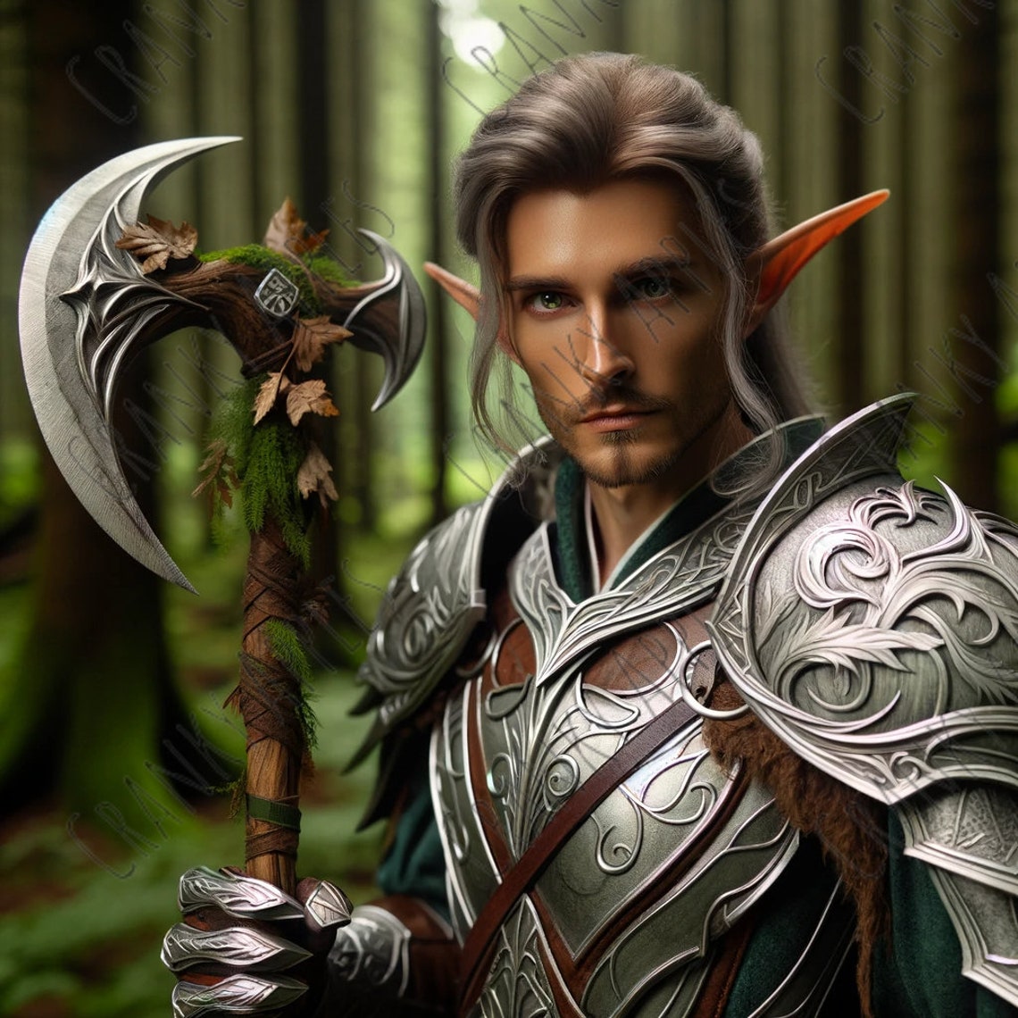 Wood Elf Silver Knight Forest Warrior Champion Art Instant Download ...