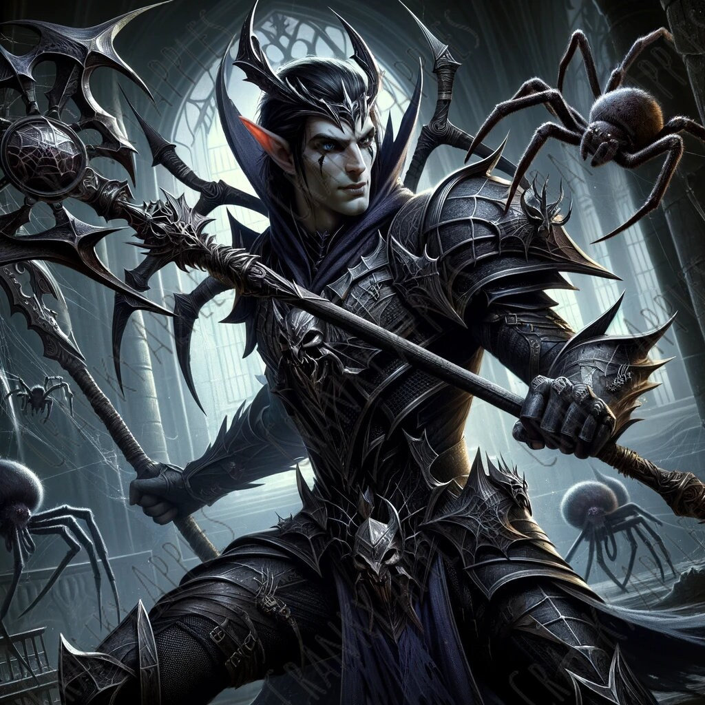 Dark Elf Mage Warrior Spellblade Champion Art Instant Download Fantasy ...