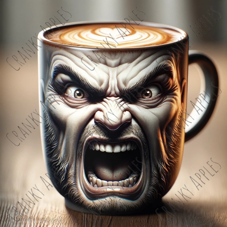 Screaming Mean Mug Digital Art Hilarious Art Printable PNG File Instant ...