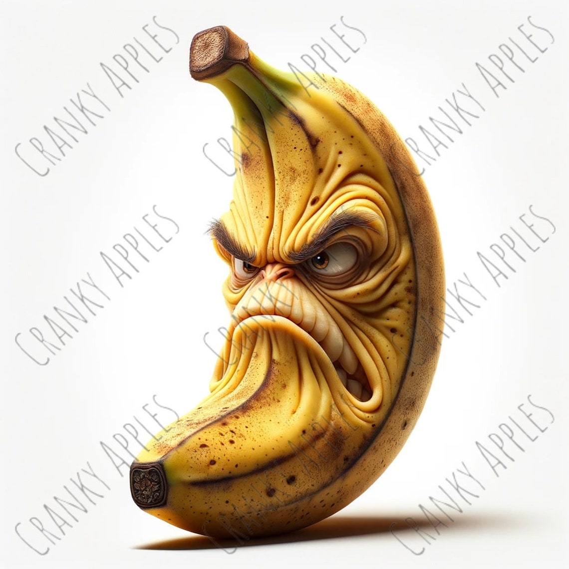 Funny Grumpy Angry Banana Digital Art Hilarious Ugly Fruit Instant Download Printable PNG File ...