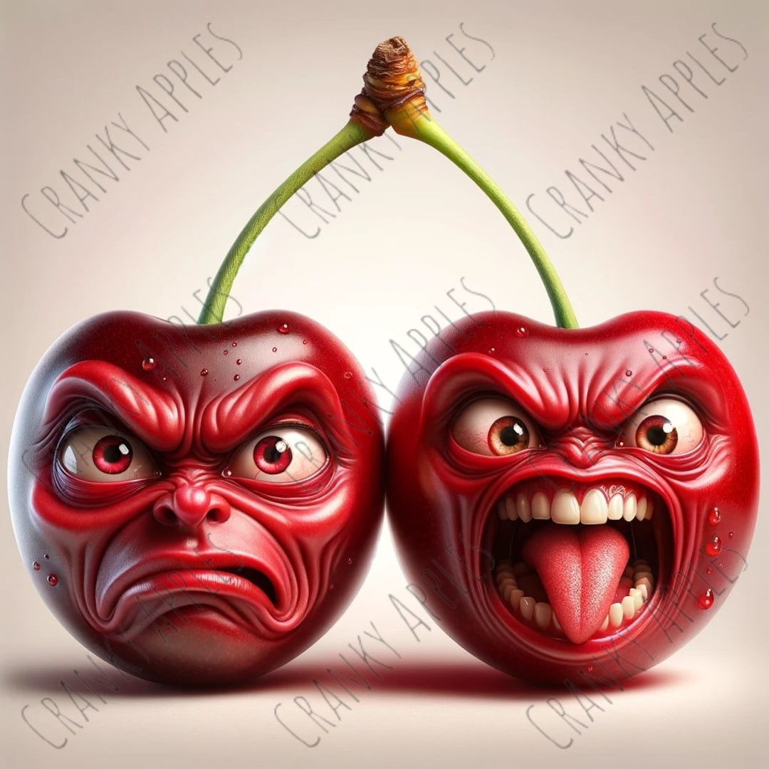 Funny Screaming Cherries Digital Art Hilarious Ugly Veggies Printable ...