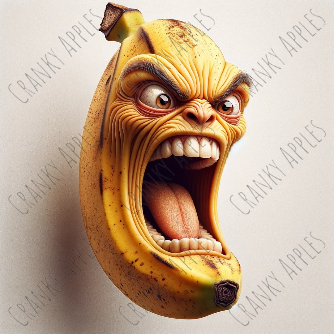 Funny Screaming Banana Digital Art Hilarious Ugly Fruit Printable PNG ...