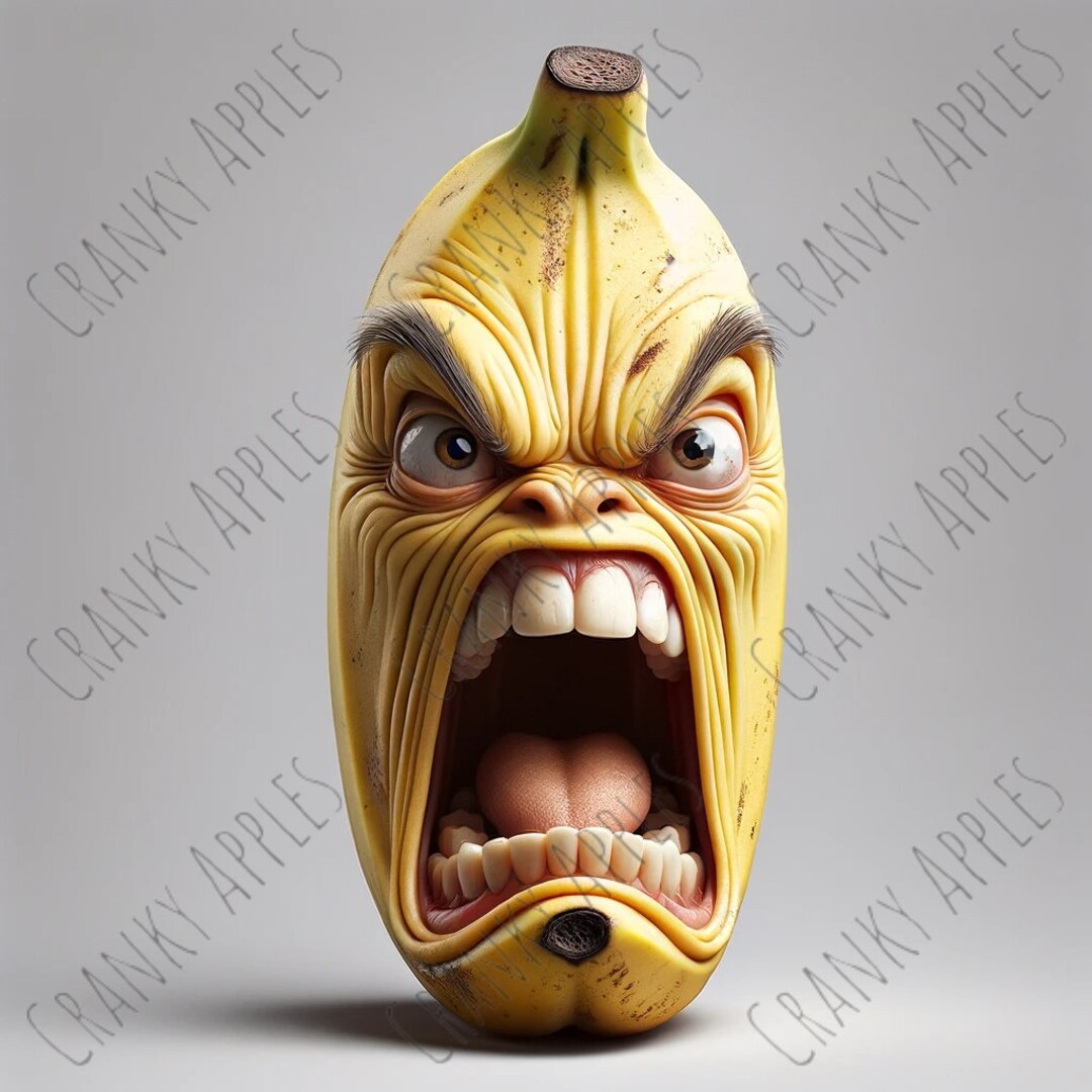 Funny Screaming Banana Digital Art Hilarious Ugly Fruit Instant ...