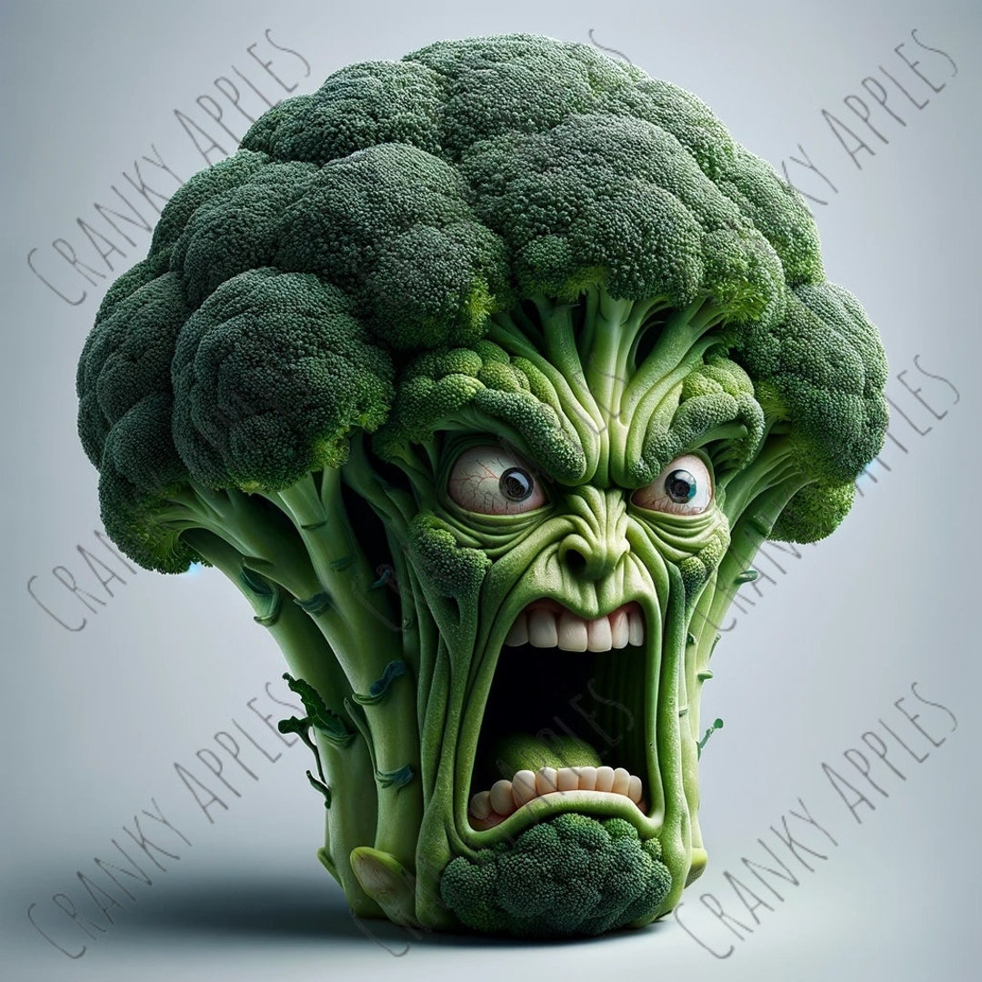 Funny Silly Screaming Broccoli Digital Art Hilarious Ugly Veggies ...