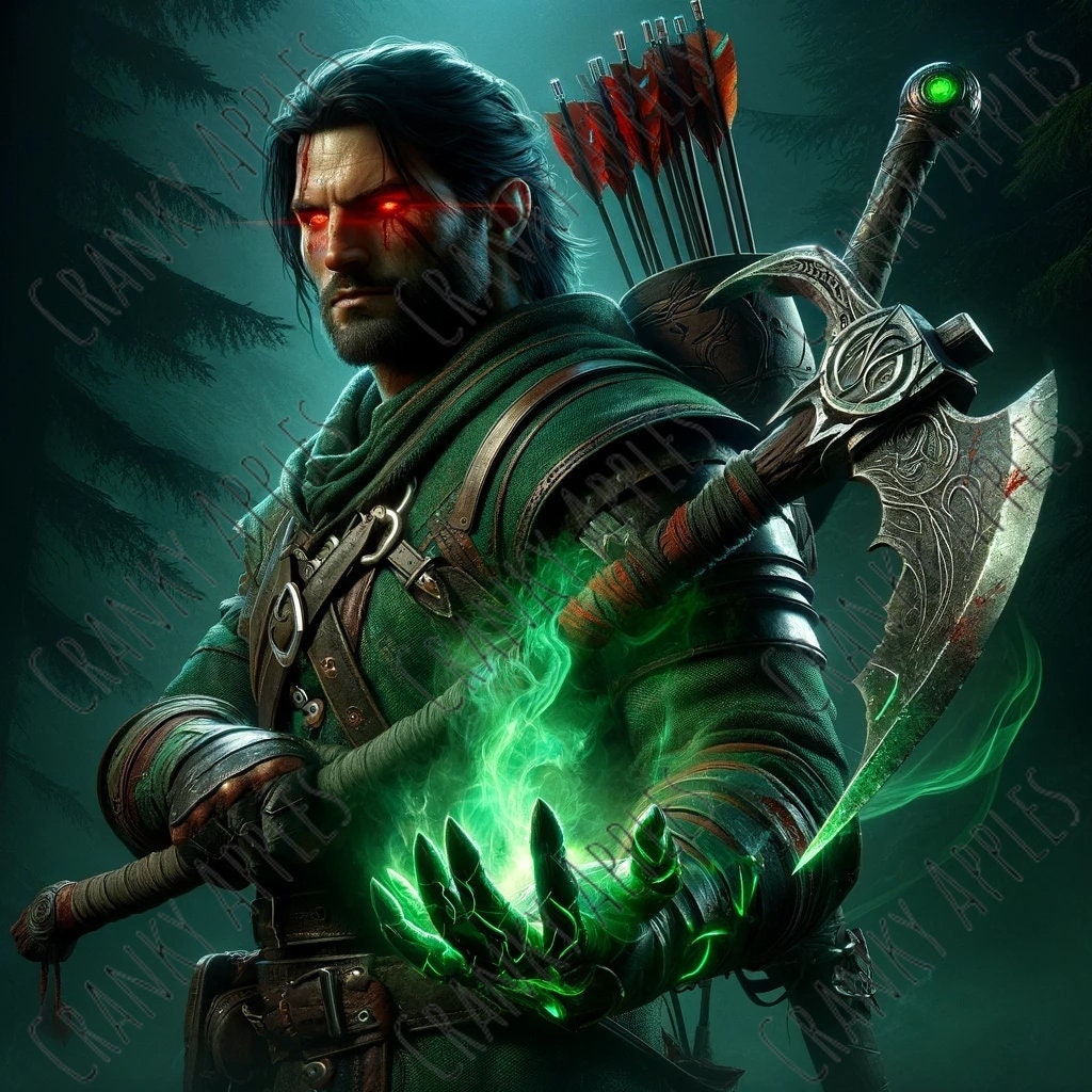 Dark Ranger Hunter Tracker Archer Digital Art Instant Download Fantasy ...