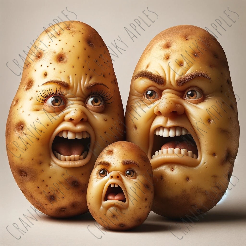 Funny Screaming Potato Family Digital Art Hilarious Ugly - Etsy