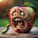 Hilarious Scared Screaming Apple & Caterpillar Digital Art Instant ...