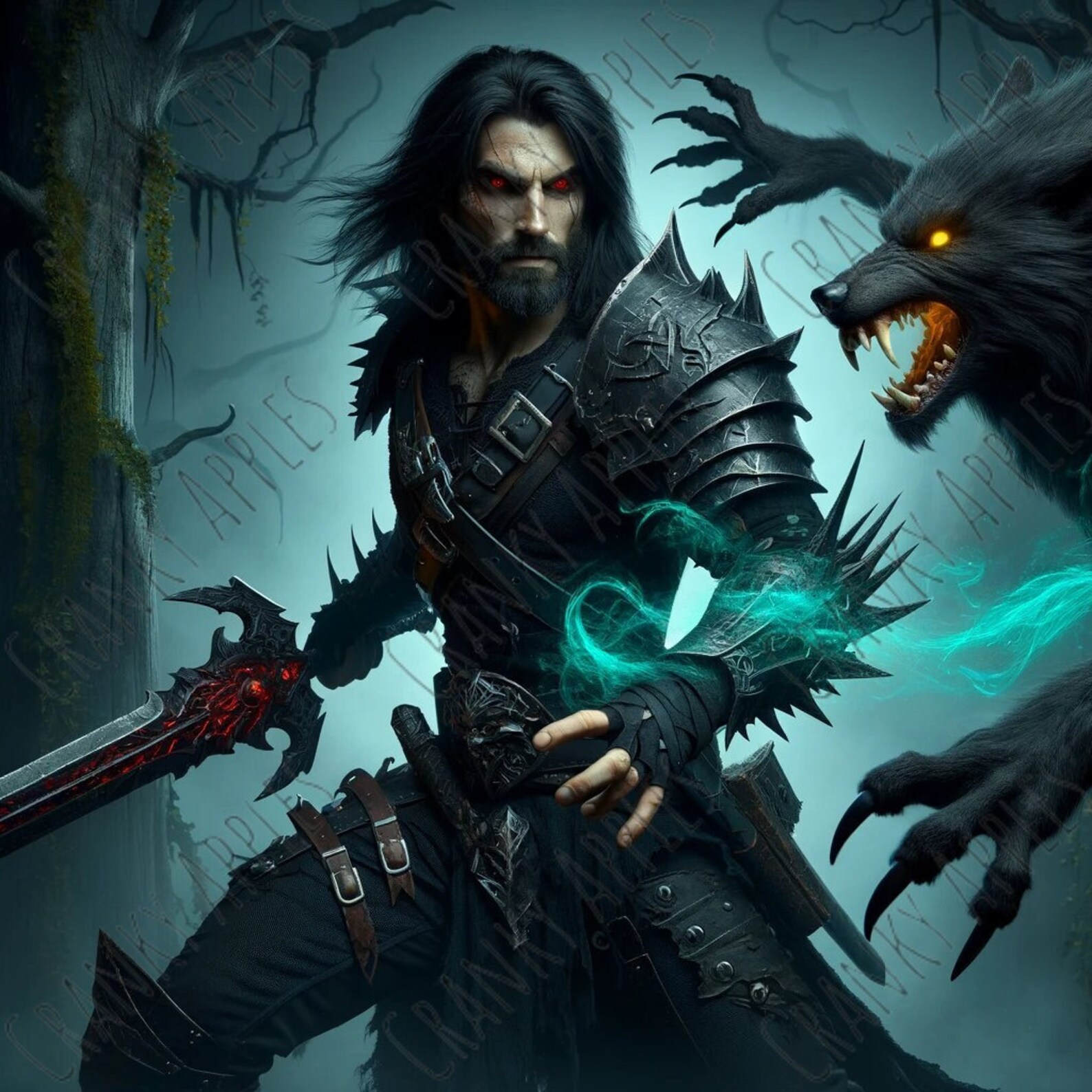 Dark Ranger Hunter Lycan Werewolf Battle Art Instant Download Fantasy ...