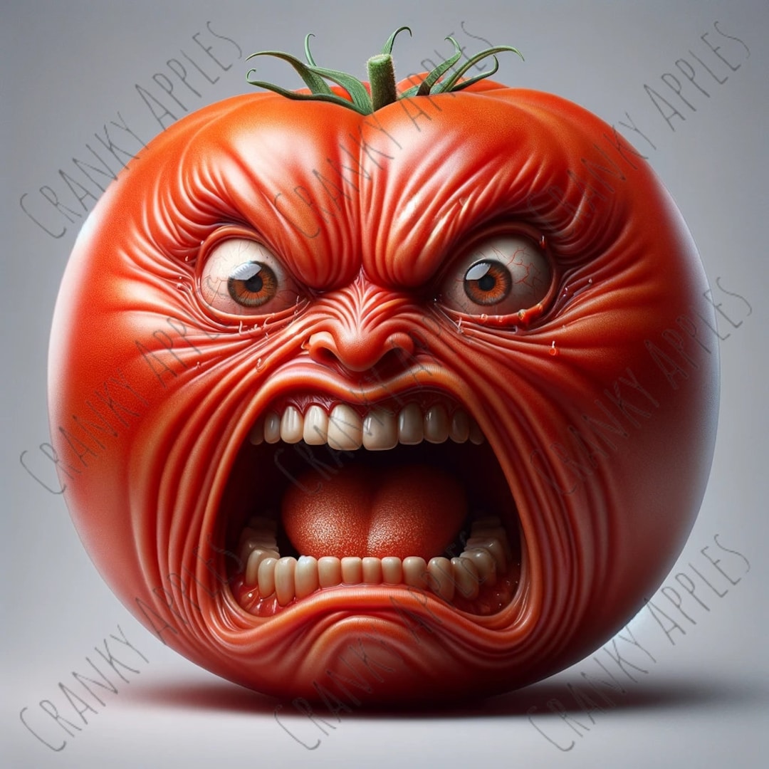 Screaming Funny Tomato Digital Art Hilarious Ugly Veggies Printable PNG ...