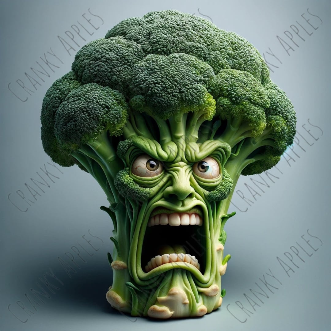 Funny Screaming Broccoli Digital Art Hilarious Ugly Veggies Printable ...