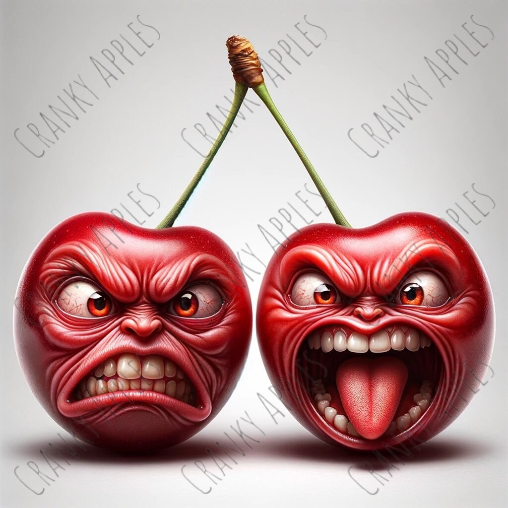 Funny Screaming Cherries Digital Art Hilarious Ugly Veggies Printable ...