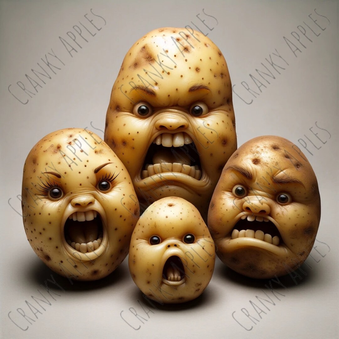 Funny Screaming Potato Family Digital Art Hilarious Ugly Veggies ...