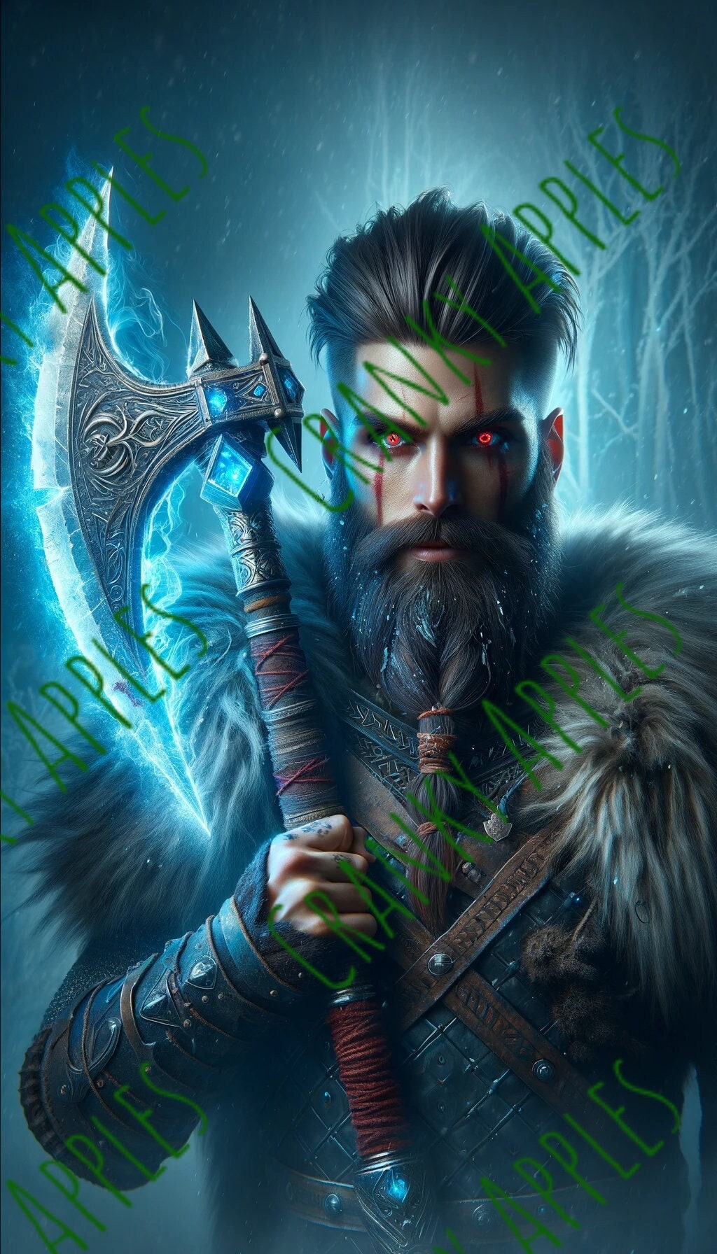 Viking Cold Warrior Frost Magic Axe Digital Art Instant Download ...
