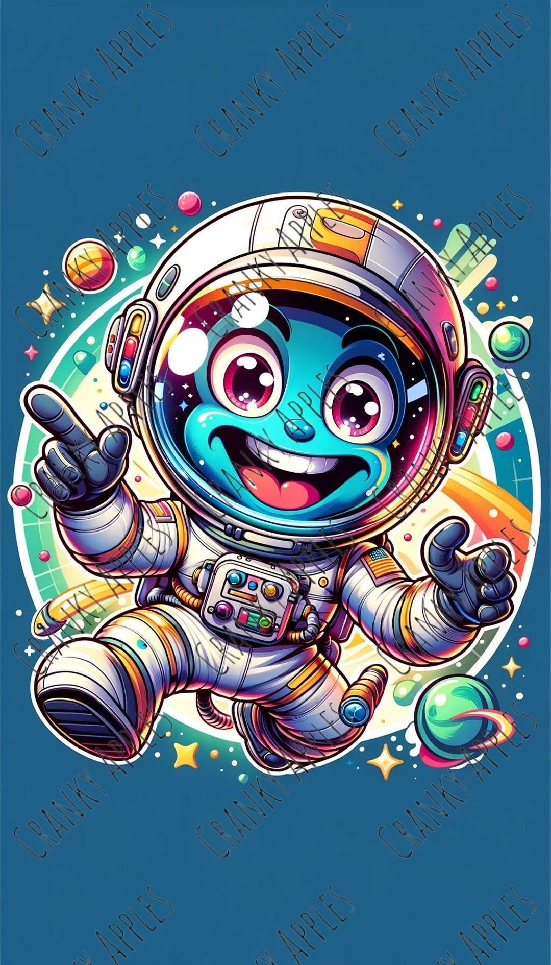 Happy Fun Astronaut in Space Cosmic Sci Fi Instant Download Space ...