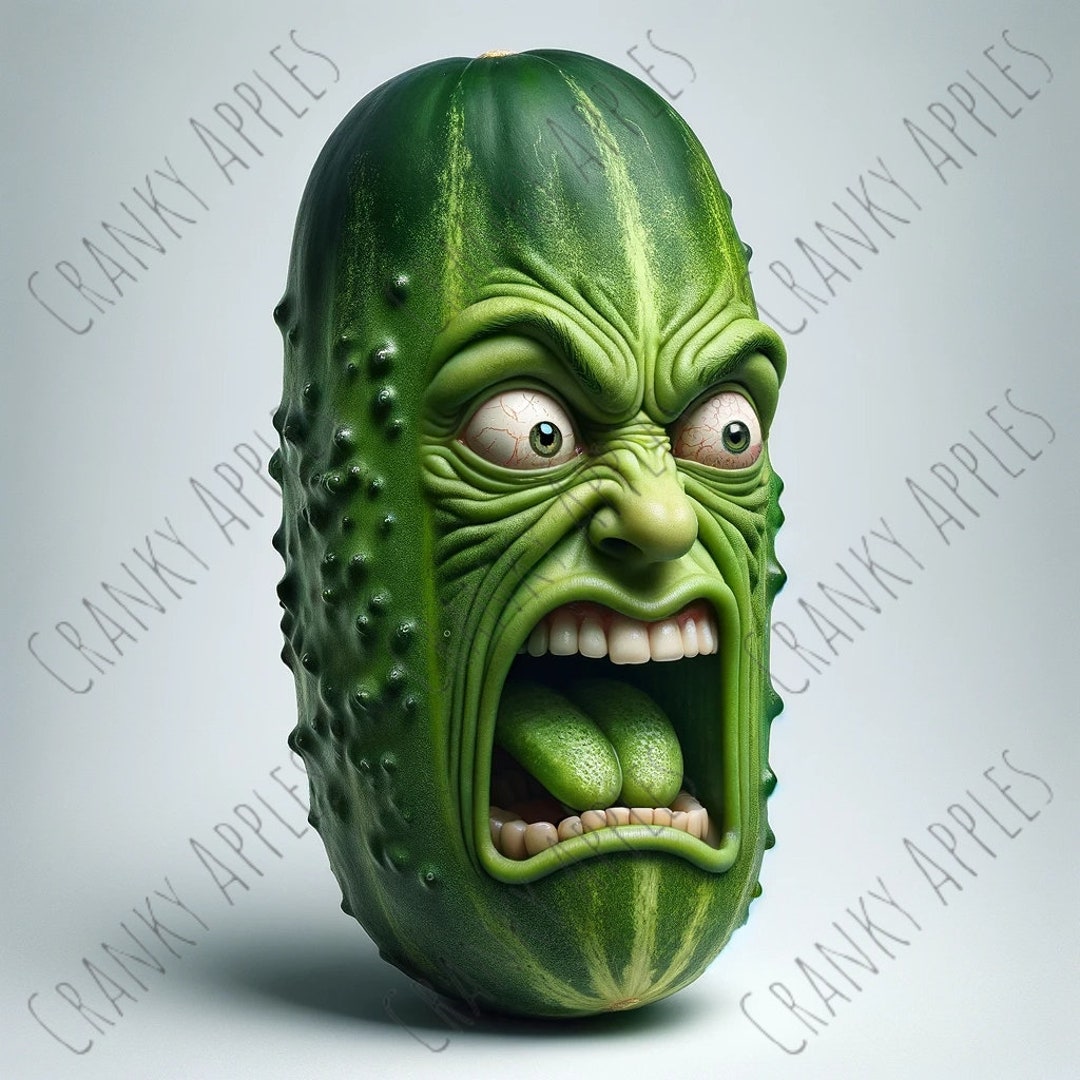 Funny Screaming Cucumber Digital Art Hilarious Ugly Veggies Printable ...