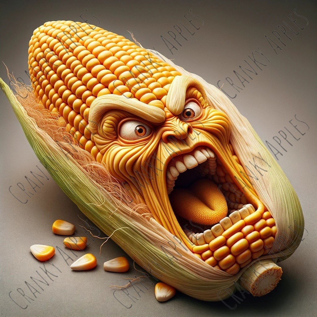 Funny Screaming Silly Corn Digital Art Ugly Hilarious Veggies Printable ...