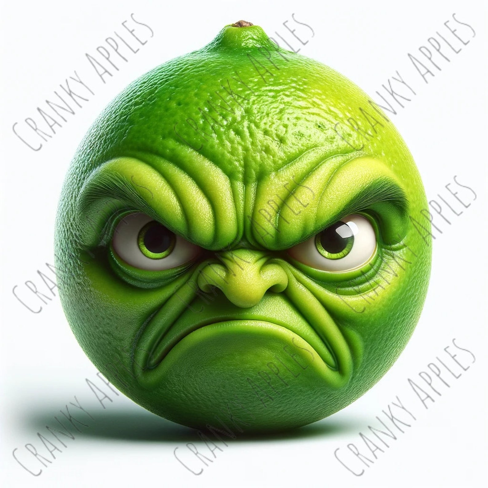 Funny Angry Grumpy Lime Digital Art Hilarious Ugly Fruit Instant ...
