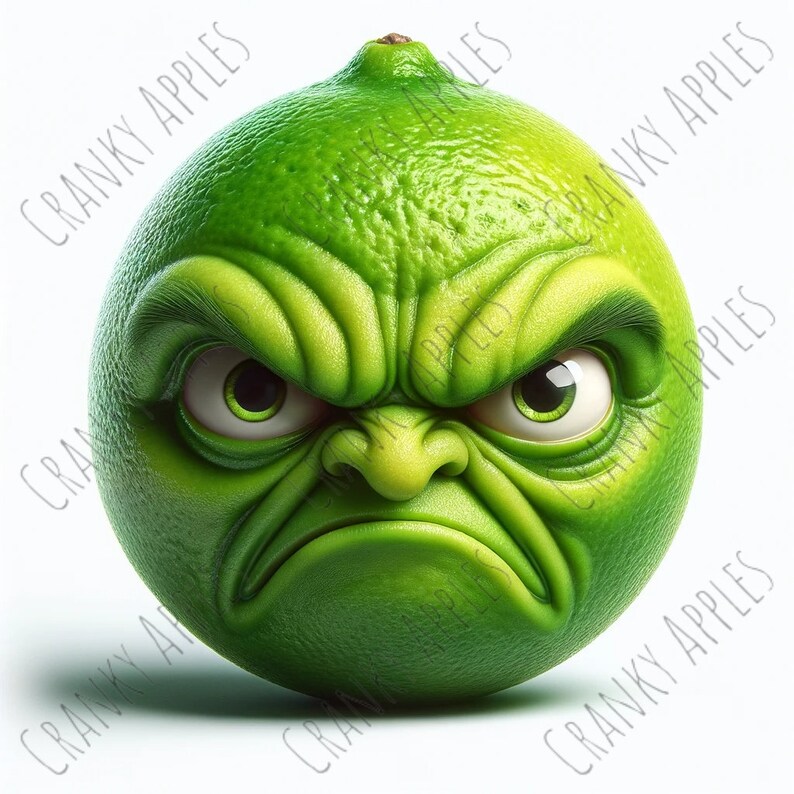 Funny Angry Grumpy Lime Digital Art Hilarious Ugly Fruit Instant ...