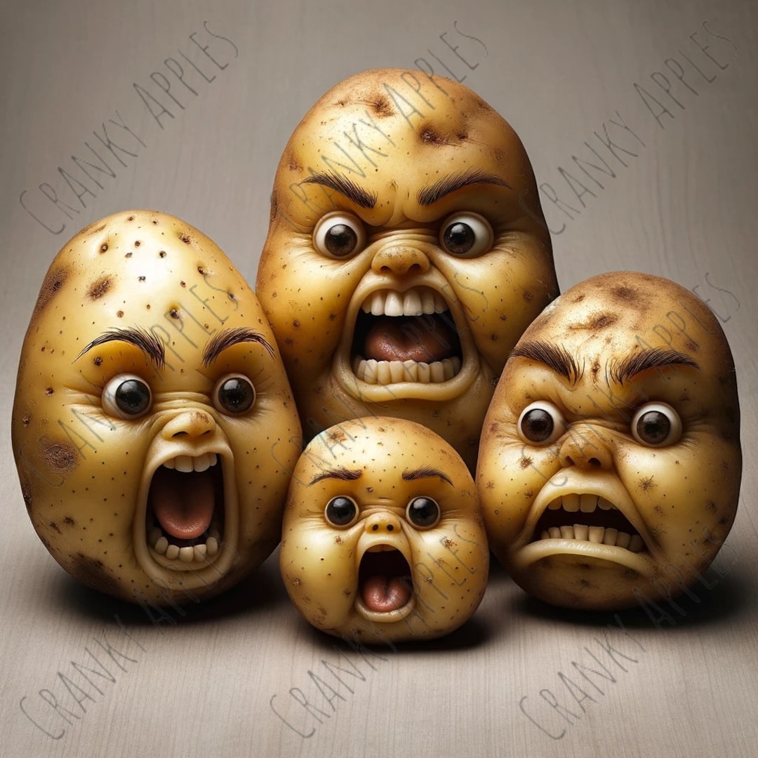 Funny Screaming Potato Family Digital Art Hilarious Ugly Veggies ...