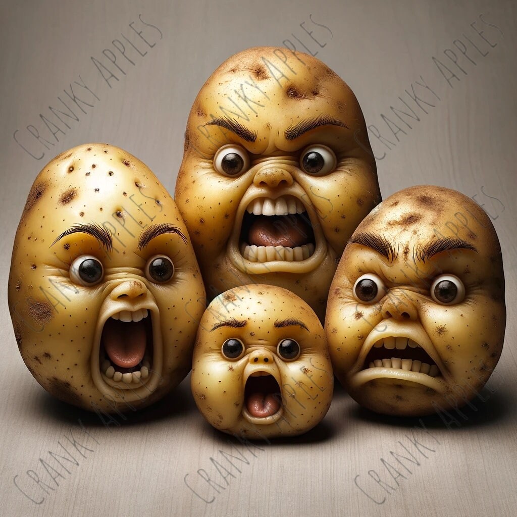 Funny Screaming Potato Family Digital Art Hilarious Ugly Veggies ...