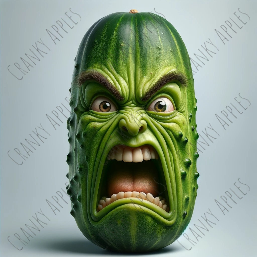 Screaming Funny Silly Cucumber Digital Art Hilarious Ugly Veggies ...