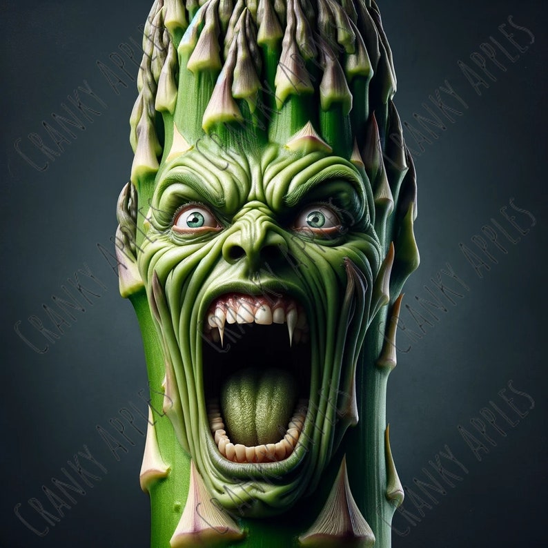 Silly Screaming Funny Asparagus Digital Art Hilarious Ugly Veggies ...