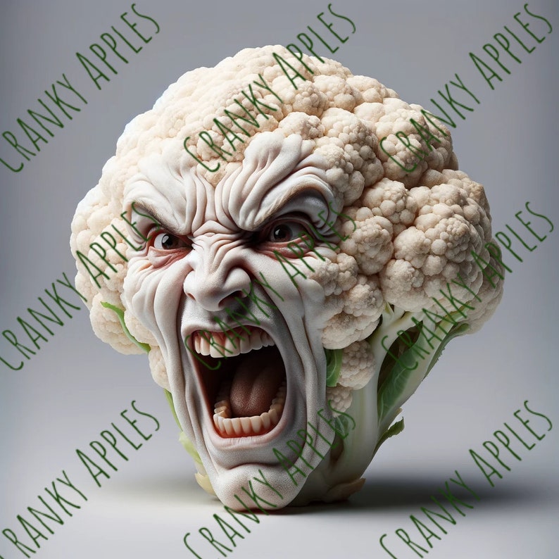 Screaming Cauliflower Digital Art Funny Hilarious Veggies Printable PNG ...