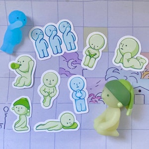 Smiski Mini Stickers Set - Set of 8 - 1.5 Inch Stickers - Etsy