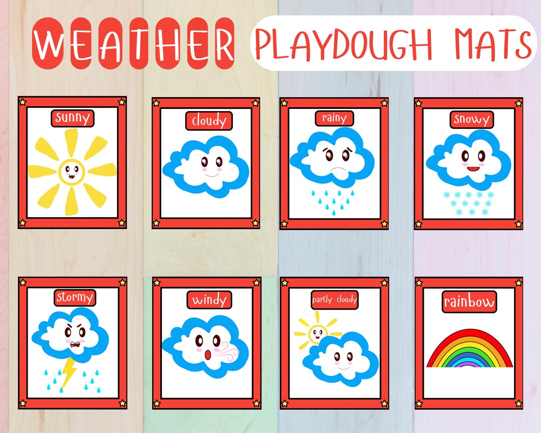 Weather Play Dough Mats Visual Cards Pre-k Preschool Materials ...