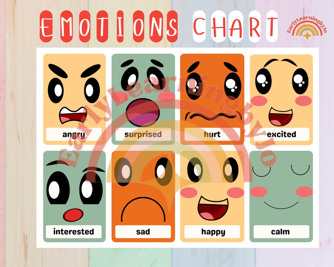 Emotions Flashcards for Kids Toddler Homeschool Printable Preschool ...