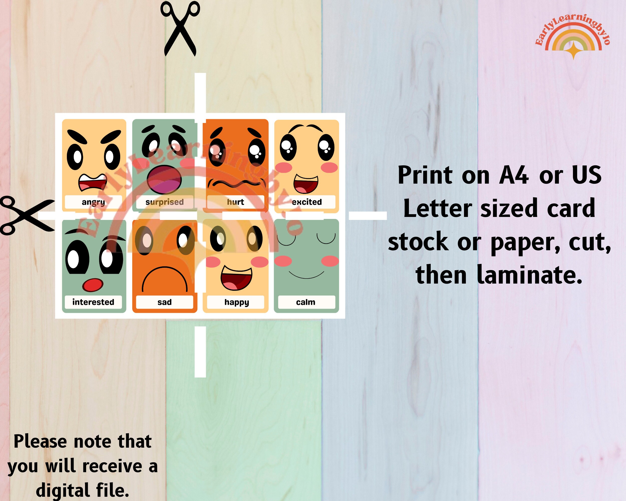 Emotions Flashcards for Kids Toddler Homeschool Printable Preschool ...