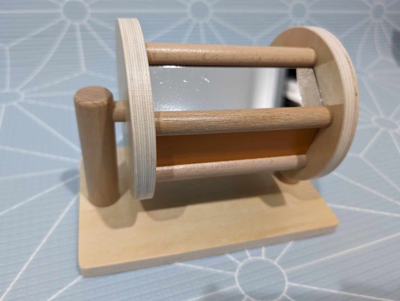 Montessori Spinning Drum With Mirror Etsy