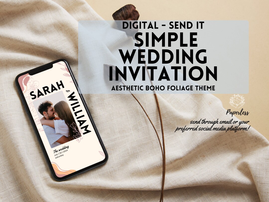 Simple Wedding Invitation Digital Invitation Electronic Invite Romantic ...