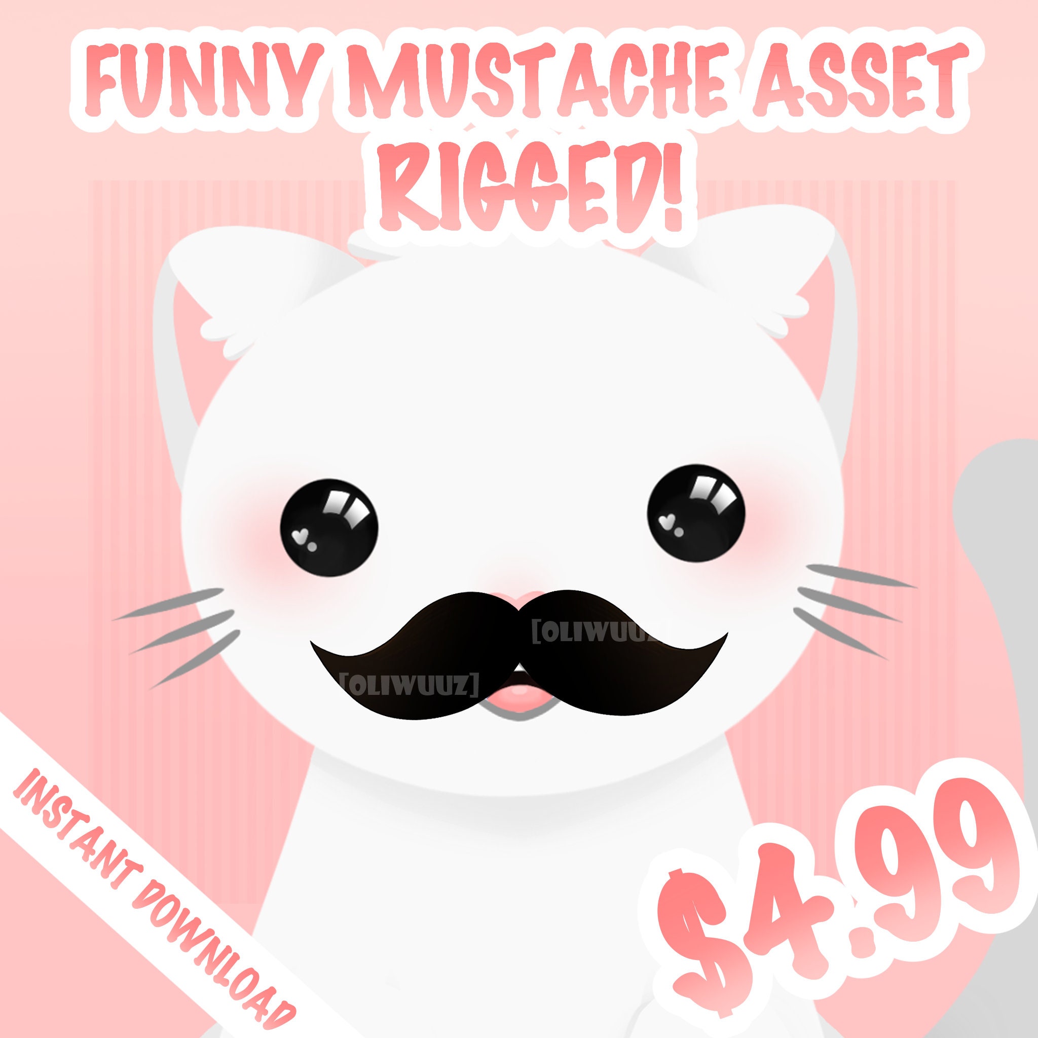 HQ Mustache Vtuber Asset Bundle, Vtuber Funny Accessory, Rigged Vtuber ...