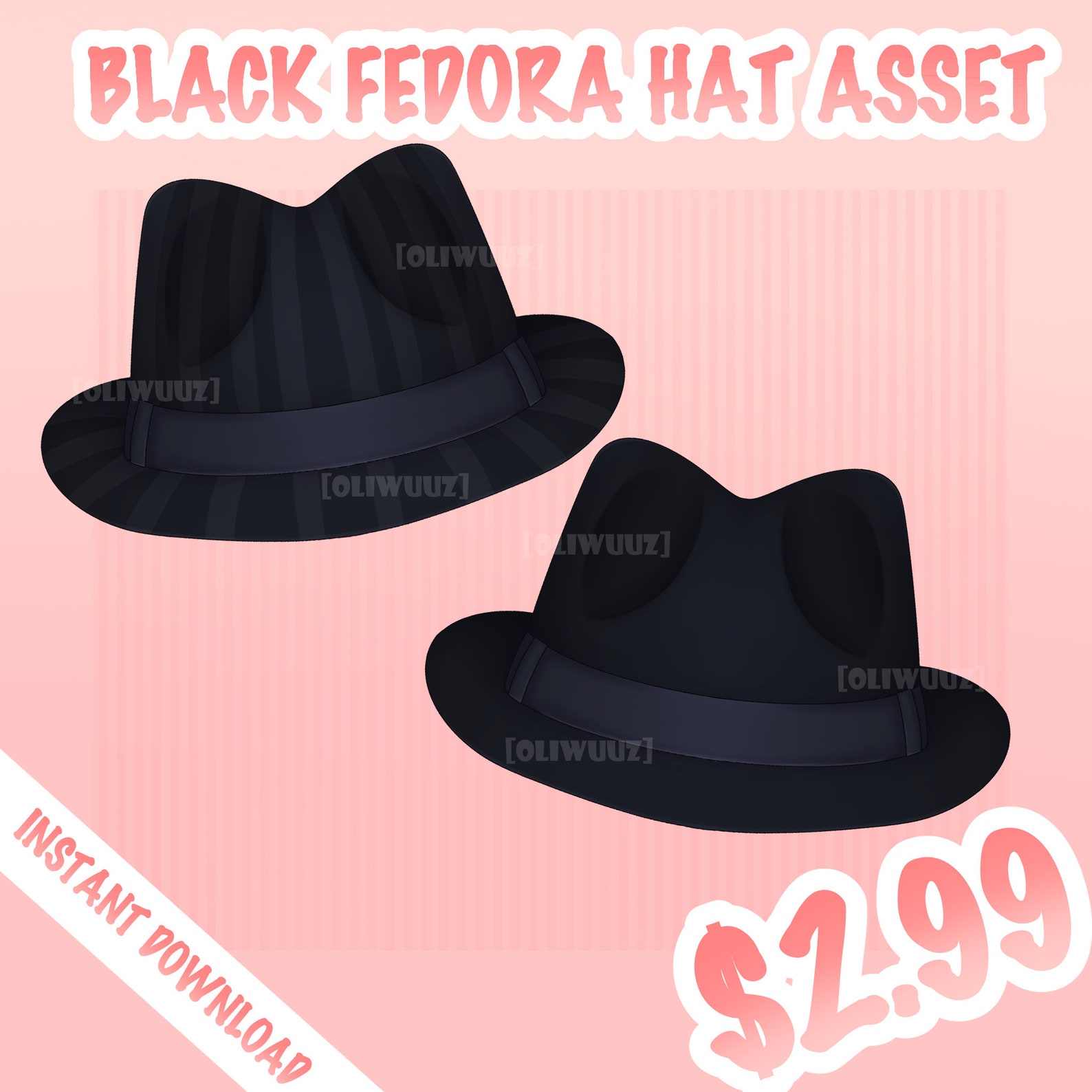 HQ Fedora Hat Vtuber Asset, Vtuber Cool Accessory, Un-rigged Vtuber ...
