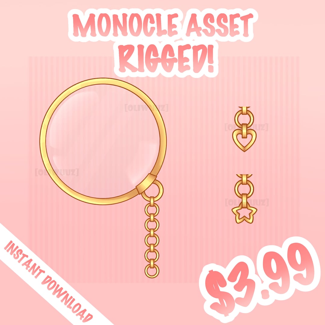 HQ Funny Rigged Monocle Mustache Asset, Vtuber Accessory, Rigged Vtuber ...