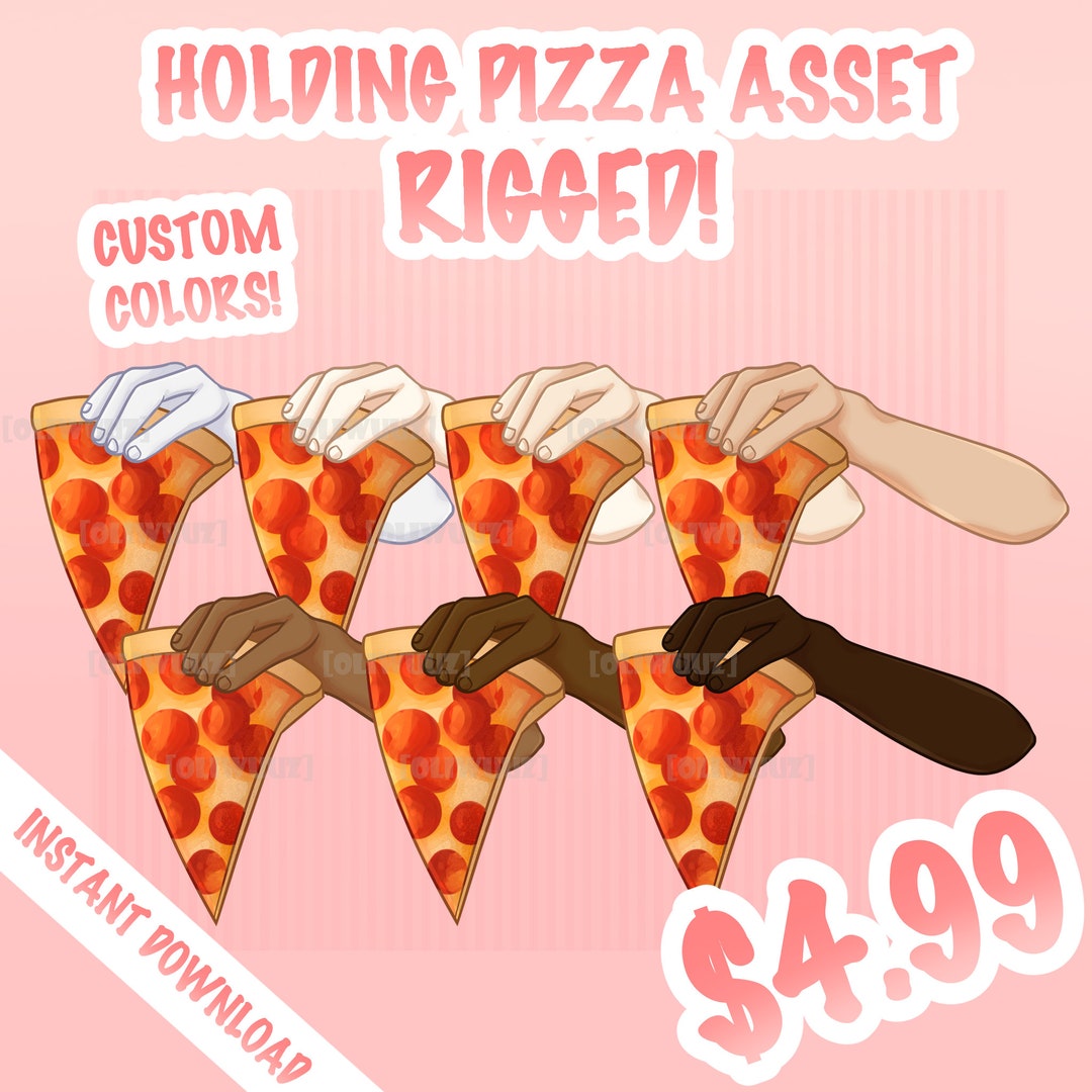 HQ Funny Rigged Holding Pizza Asset, Vtuber Accessory, Rigged Vtuber ...