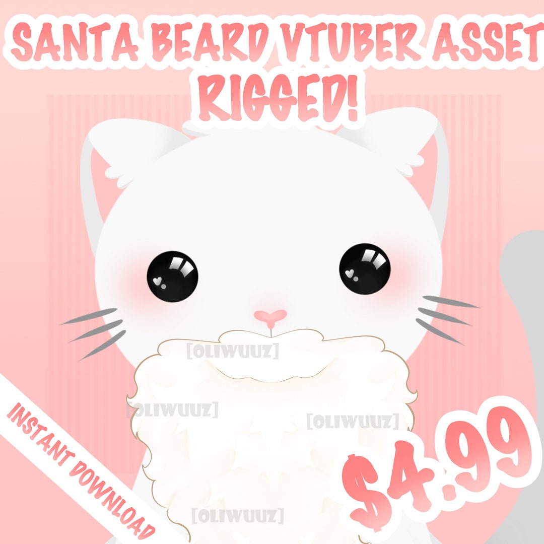 HQ Christmas Santa Beard Rigged Vtuber Asset, Vtuber Accessory, Rigged ...