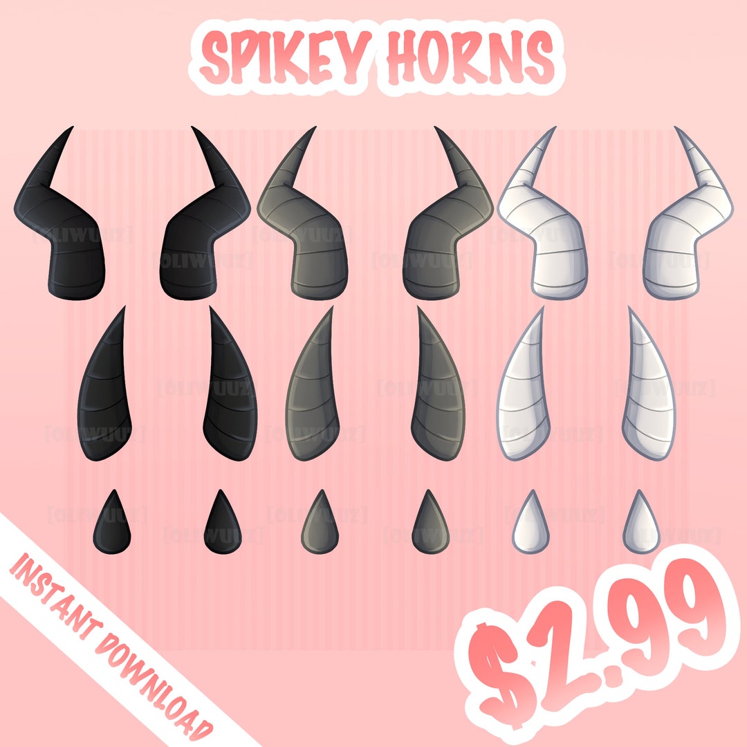 HQ Spiked Horns Asset, Vtuber Accessory, Unrigged Vtuber Head Item ...