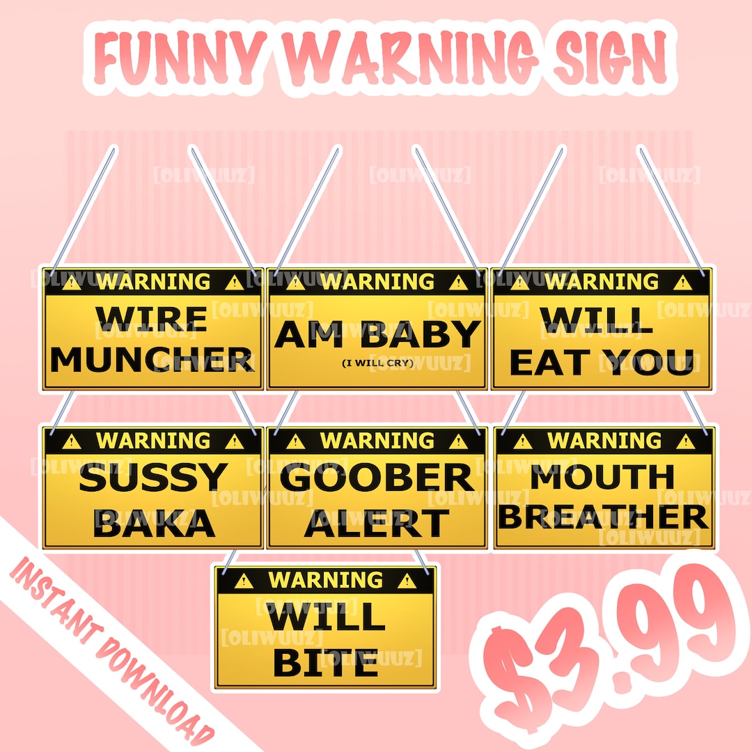 HQ Funny Warning Sign Asset Bundle, Vtuber Cool Accessory, Un-rigged ...
