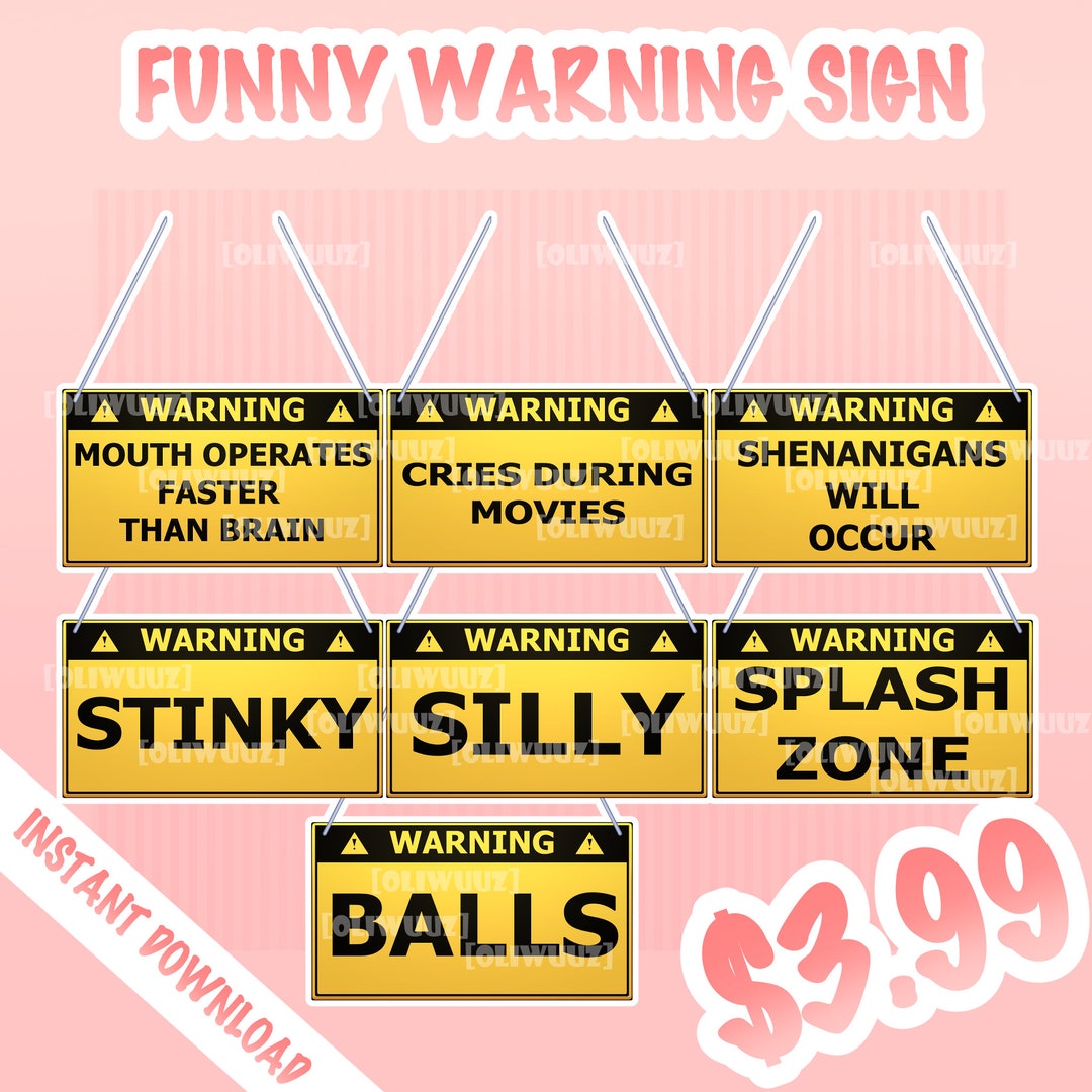 HQ Funny Warning Sign Asset Bundle, Vtuber Cool Accessory, Un-rigged ...