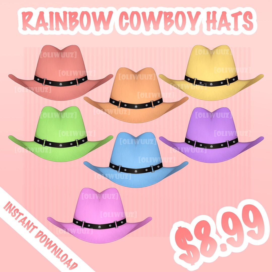 HQ Pastel RGB Cowboy Hat Vtuber Asset Bundle, Vtuber Accessory, Un ...