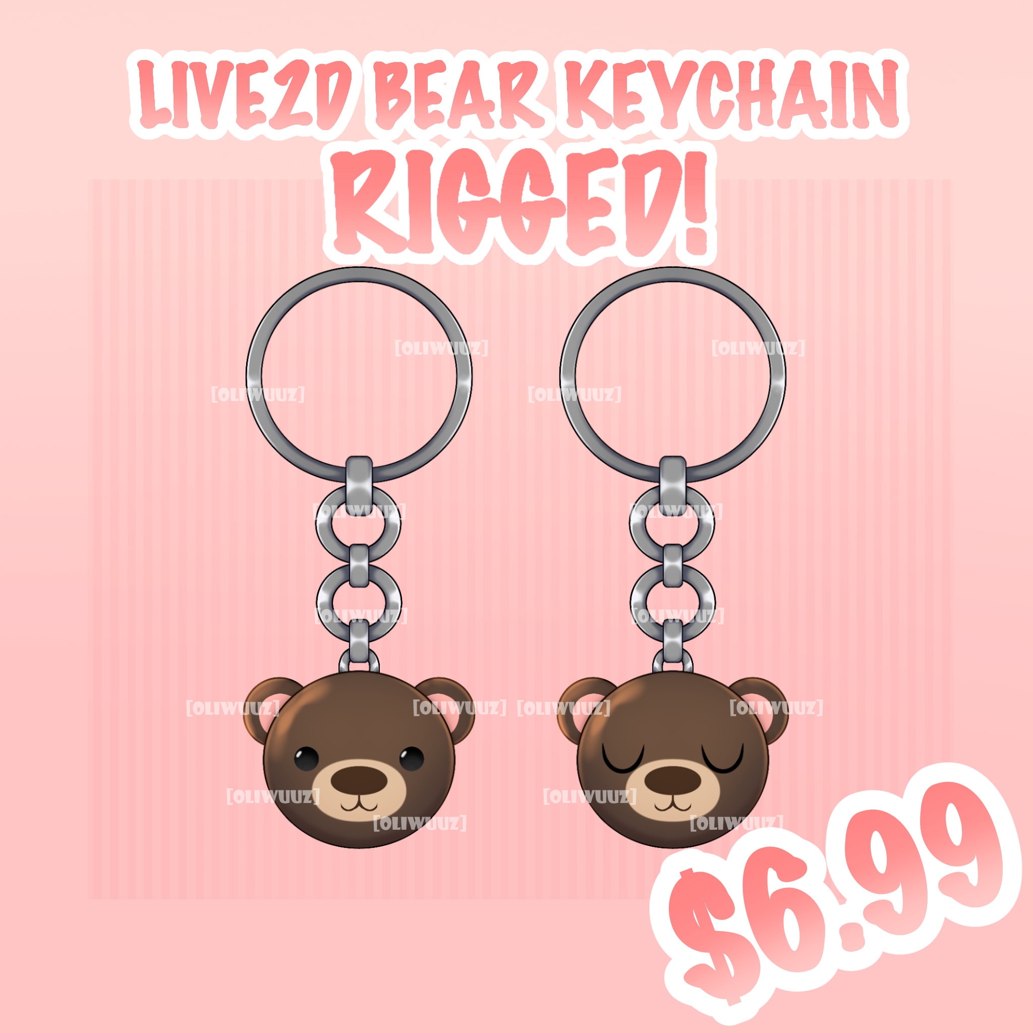 HQ Bear Keychain Vtuber Asset, Vtuber Animal Keychain, Un-rigged Vtuber ...