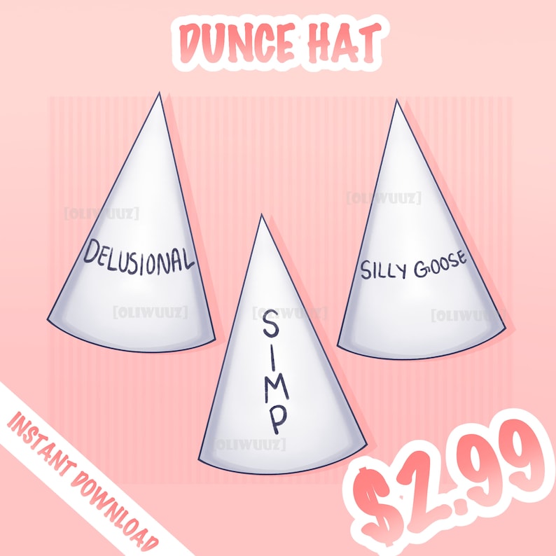 HQ Dunce Hat Vtuber Funny Assets, Vtuber Cool Accessory, Un-rigged ...