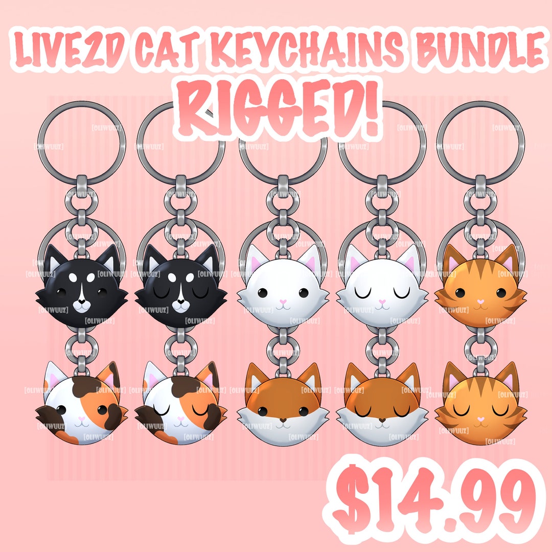 HQ Cat Shape Keychain Bundle Vtuber Asset, Vtuber Animal Keychain, Un ...