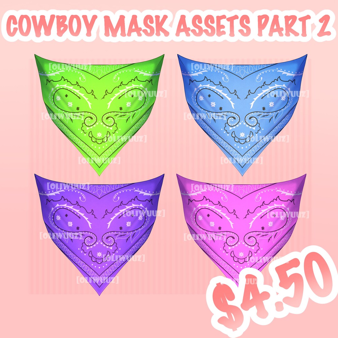 HQ Cowboy Mask Vtuber Asset, Vtuber Cool Accessory, Un-rigged Vtuber ...